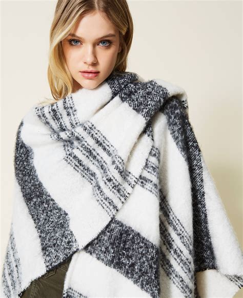 Jacquard Open Poncho Woman Patterned Twinset Milano