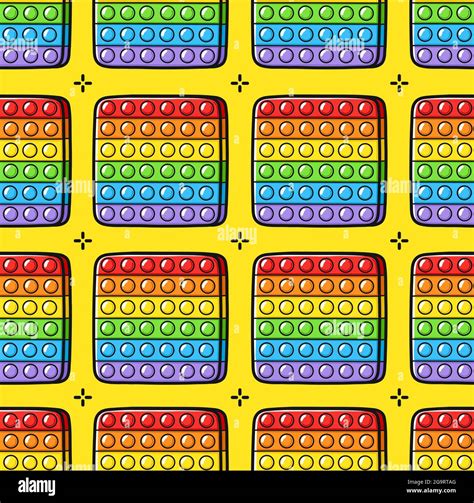 Funny Pop It Fidget Sensory Toy Seamless Pattern Vector Hand Drawn