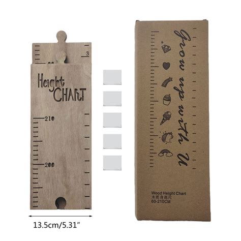 Badu Bg Дървена висяща на стена линийка за измерване на височината на бебето Стикер за стена
