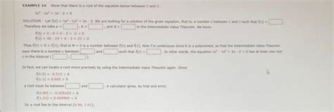 Solved EXAMPLE How That There Is A Root Of The Equation Chegg Com