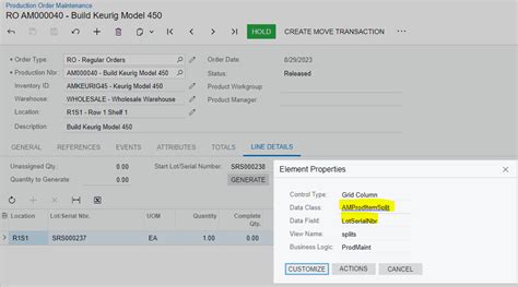 Production Work Order In Released Community