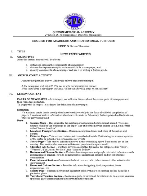 Eapp Outline Week 11 Pdf Newspapers News