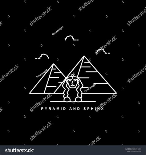 Sphinx Pyramid Egypt Historical Building Outline Stock Vector Royalty Free