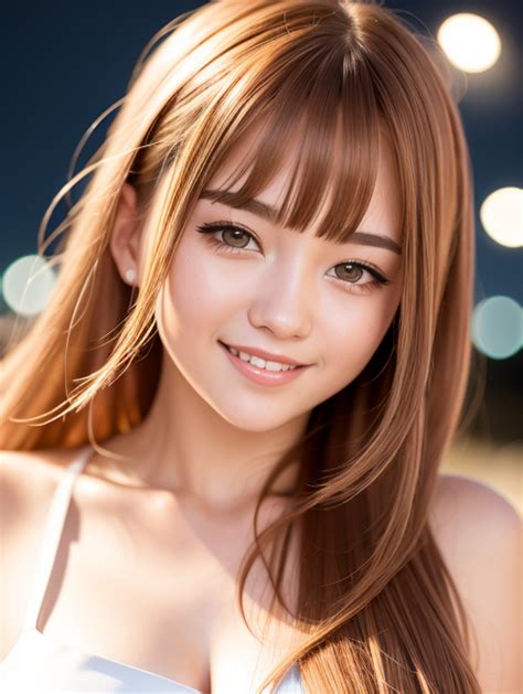 電影美少女ai On Twitter ②の子 Chestnut Hairstraight Hairsmilewhite Dress