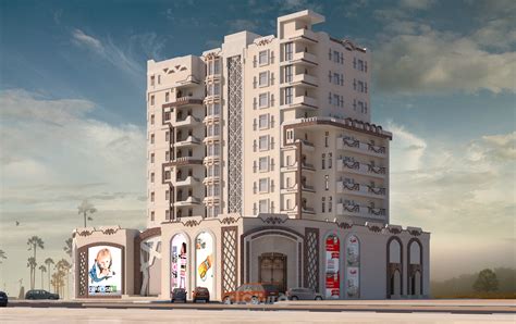 تصميم واجهات مبنى تجاري سكني مستقل