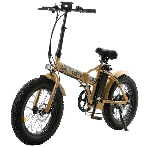 Ecotric 48v Gold Fat Tire Portable Folding Electric Bike With Lcd Fa