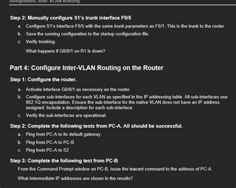 Solved Addressing Table Vlan Tablestep Manually Configure Chegg