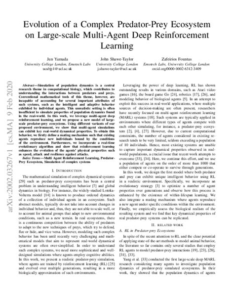 Pdf Evolution Of A Complex Predator Prey Ecosystem On Large Scale Multi Agent Deep