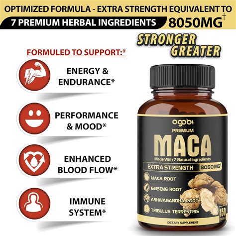 7in1 Premium Maca Root Capsules With Ashwagandha Ginseng Tribulus Terrestris 8050mg