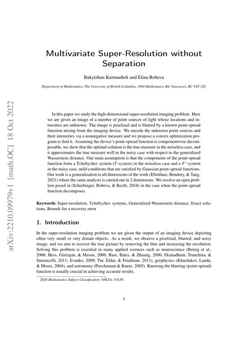 Pdf Multivariate Super Resolution Without Separation