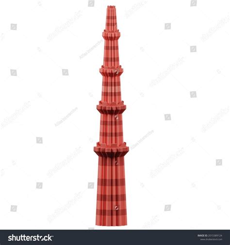 Qutub Minar Clipart 3d Render Qutub Minar Monument On White
