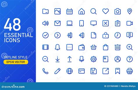 A Collection Of Frequently Used Essential Icons Stock Vector Illustration Of Collection
