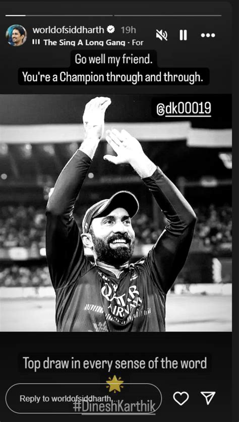 Siddharth Writes A Cheering Note For Cricketer Dinesh Karthik After His Team Gets Eliminated