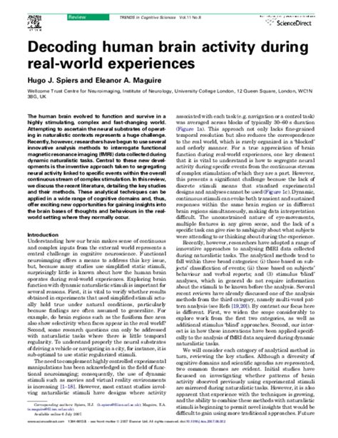Pdf Decoding Human Brain Activity During Real World Experiences