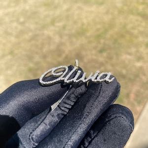 Olivia Cursive Writing Custom Hip Hop Pendant Designer Trendy Personalized Silver Pendant