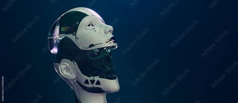 Cybernetic Brain Cyborg Face Futuristic Female Robotic Head Concept Art