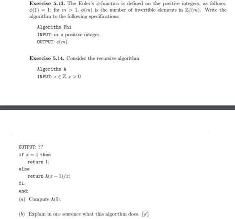 solved 5 13 the euler s φ function is defined on