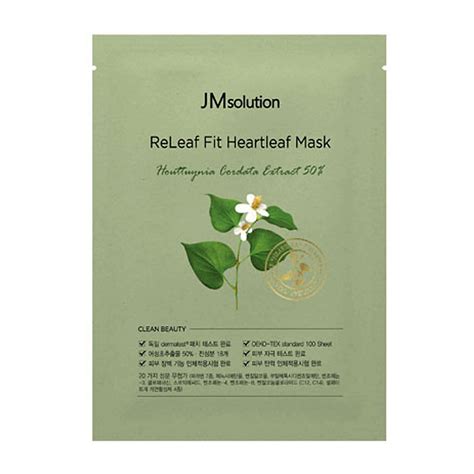 JM SOLUTION Маска для лица с экстрактом гуттуинии ReLeaf Fit Heartleaf ...