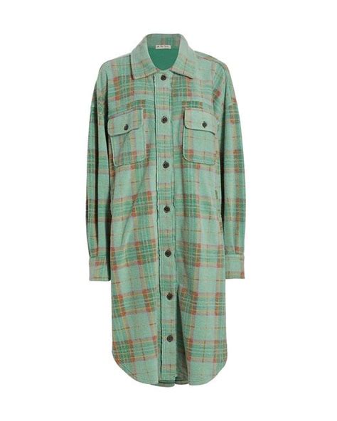 Free People Flannel Ruby Plaid Longline Shacket In Sage Combo Green