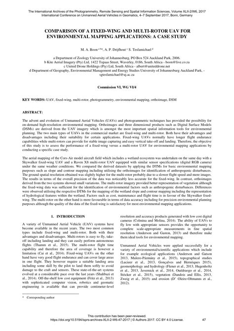 Pdf Comparison Of A Fixed Wing And Multi Rotor Uav For Environmental Mapping Applications A
