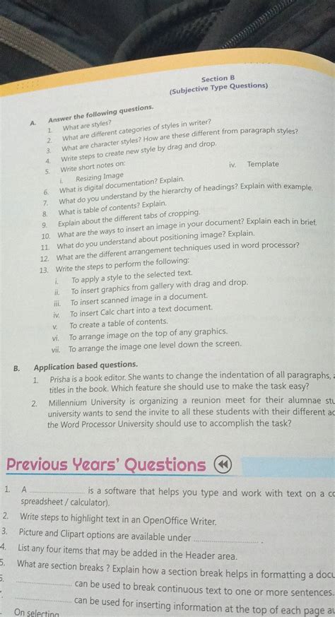 Section B Subjective Type Questions A Answer The Following Questions