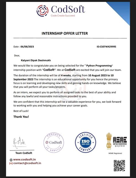 Kalyani Deshmukh On Linkedin Codsoftinternship
