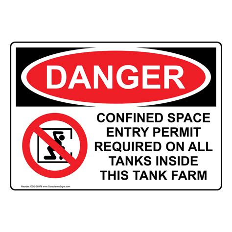 Osha Confined Space Entry Permit Sign With Symbol Ode 38976