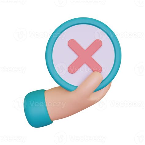 3d Render Hand Holding A Rejection Symbol Icon 8481687 Png