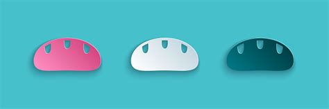 파란색 배경에 격리 된 빵 덩어리 아이콘을 잘라 용지 종이 아트 스타일 벡터 3차원 형태에 대한 스톡 벡터 아트 및 기타 이미지 3차원 형태 건강한 생활방식 건강한