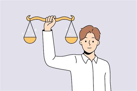 저울을 손에 들고 있는 남자 프리미엄 벡터