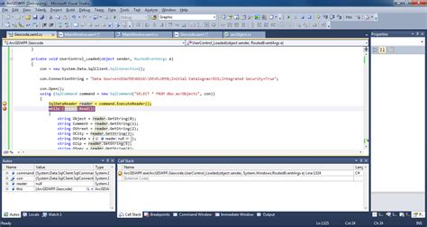 c webexception was unhandled when reading from database stack overflow