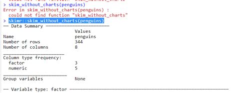 R Skimr Iris Generates Error In Check Dots Used When Printing In