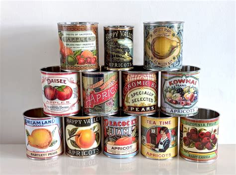 Vintage Retro Food Tin Cans Large Size Storage For Home Etsy