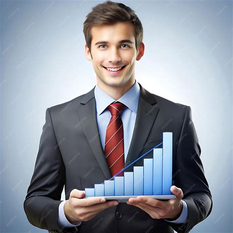 A Man In A Suit Holds Up A Graph That Says Quot Graph Quot Premium Ai