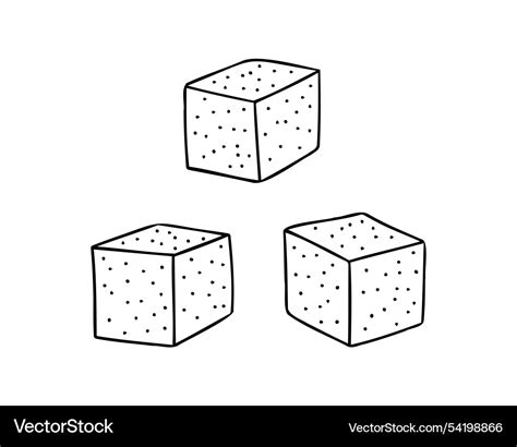 Outline Hand Drawn Sugar Cubes Doodle Sugar Cubes Vector Image