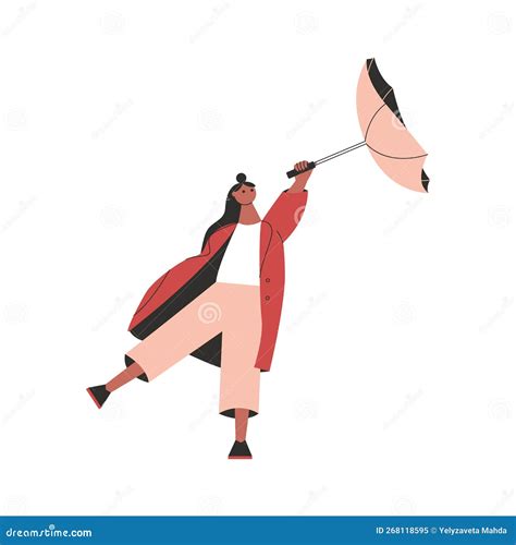 Windy And Rainy Meteorologist Signs With Umbrella Cartoon Vector
