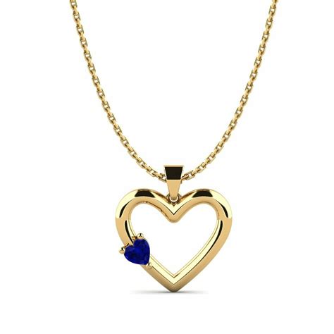 Køb Kvindes Vedhæng Celino I 015 Karat Hjerte Snit 375 Gult Guld Safir