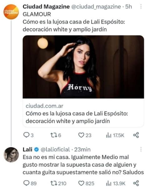 El fuerte enojo de Lali Espósito al ver una noticia falsa sobre ella Es de mal gusto