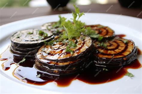 Premium Photo Eggplant Grilled With Balsamic Sauce