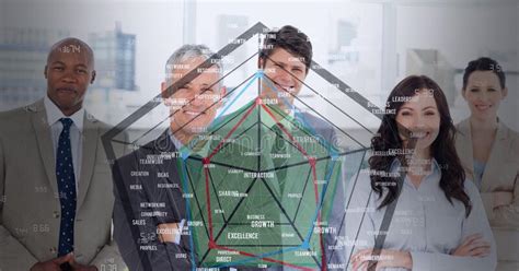 Composition Of Globe With Network Of Connections Over Smiling Business