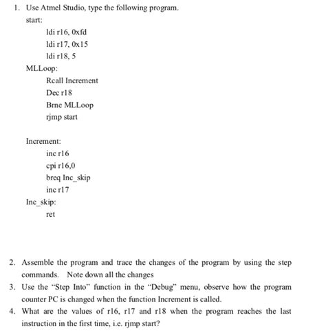 Solved 1. Use Atmel Studio, type the following program. | Chegg.com