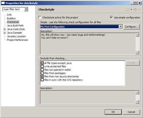 Eclipse Checkstyle Plugin