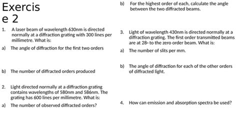 A Level Physics Optics 4 Diffraction Teaching Resources