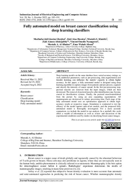 Pdf Fully Automated Model On Breast Cancer Classification Using Deep