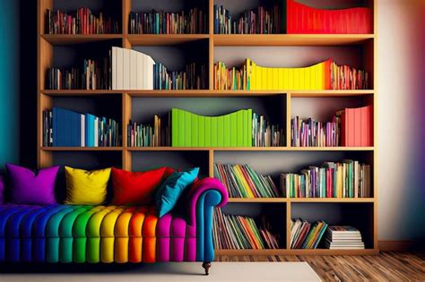 Libros De Texto Modernos Para Estudiantes En Concepto De Biblioteca De Estantes Creados Con Ai