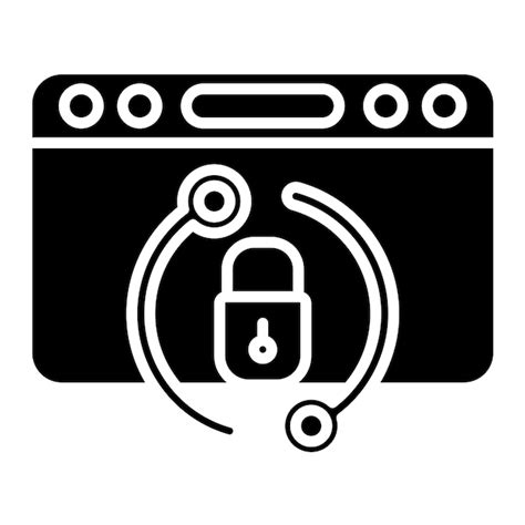 Premium Vector Web Security Glyph Solid Black Illustration