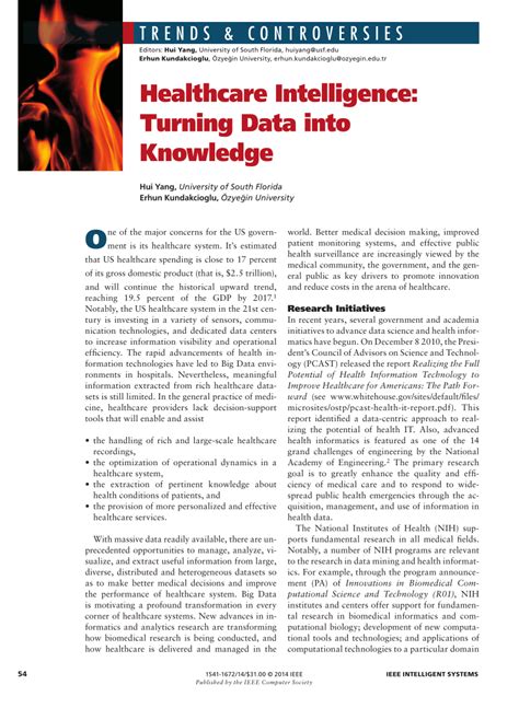 Pdf Healthcare Intelligence Turning Data Into Knowledge