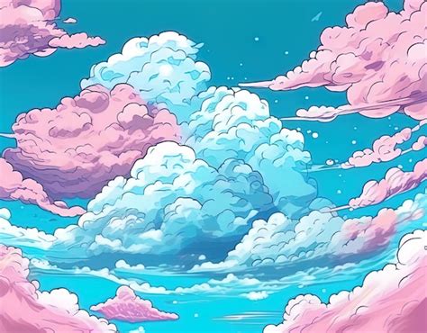 Nuages Dans Le Ciel Illustration De Dessin Animé Photo Premium