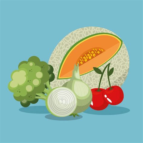 Free Vector Fruits And Vegetables Healthy Food