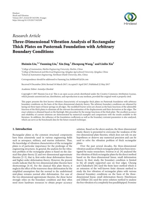 Pdf Three Dimensional Vibration Analysis Of Rectangular Thick Plates